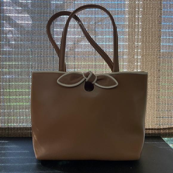 Furla | Bags | Vintage Furla Tan And Cream Bow Bag | Poshmark
